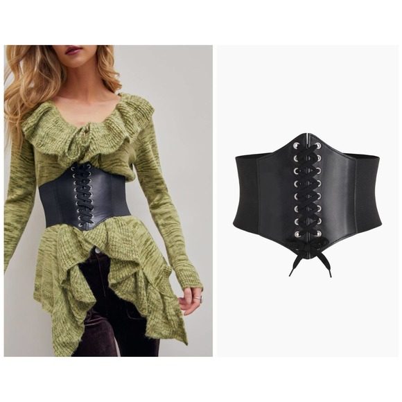 Cider Accessories Pin Up Retro Underbust Corset Laceup Belt Nwt